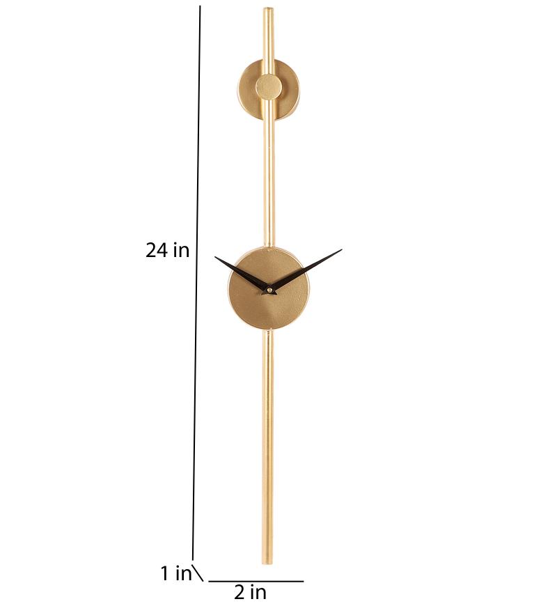 Gold SLim Long Pipe Clock